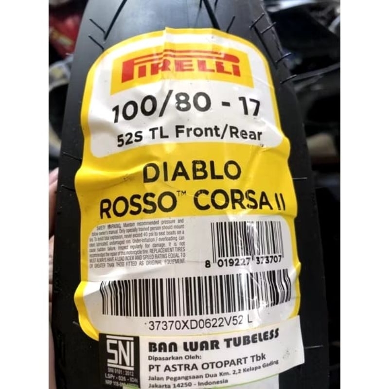 Jual [100% Original] Ban Pirelli Diablo Rosso Corsa 2 Ukuran 100/80 Ring 17 Original | Shopee ...