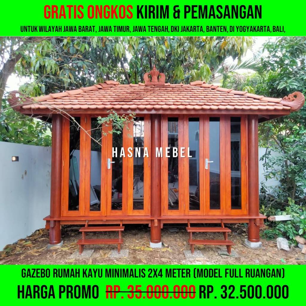 Jual gazebo unik minimalis modern dari kayu ukuran 2x4 meter atap ...
