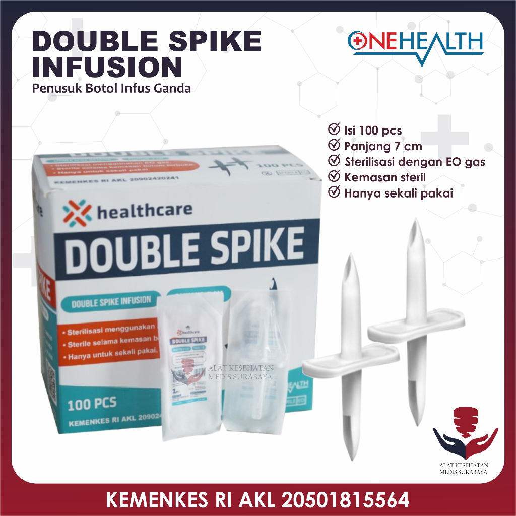 Jual OneHealth Double Spike Infusion isi 100 Alat Penusuk Botol Cairan ...
