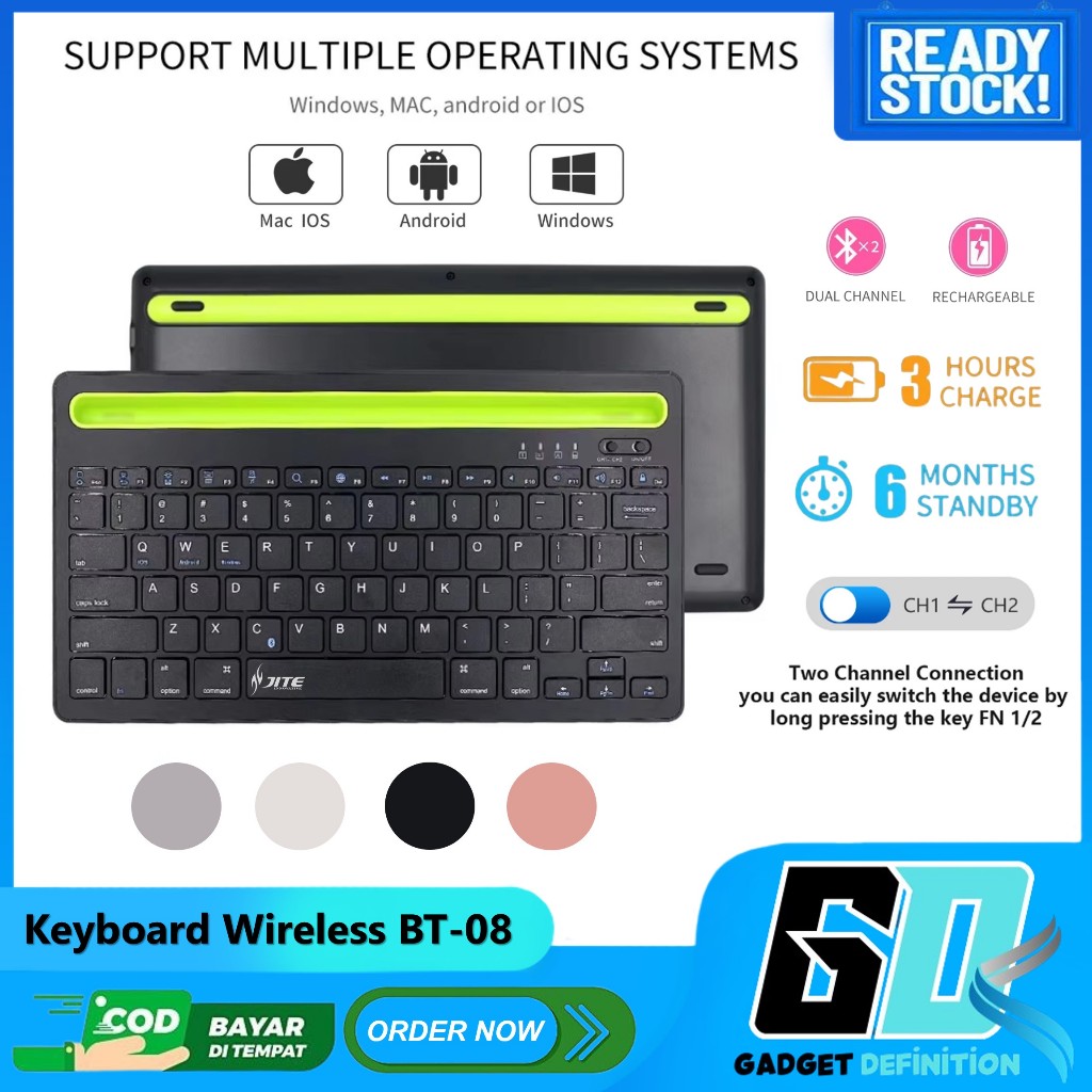 Jual JITE Keyboard bluetooth Multi-Device Dual Mode Windows, Mac ...