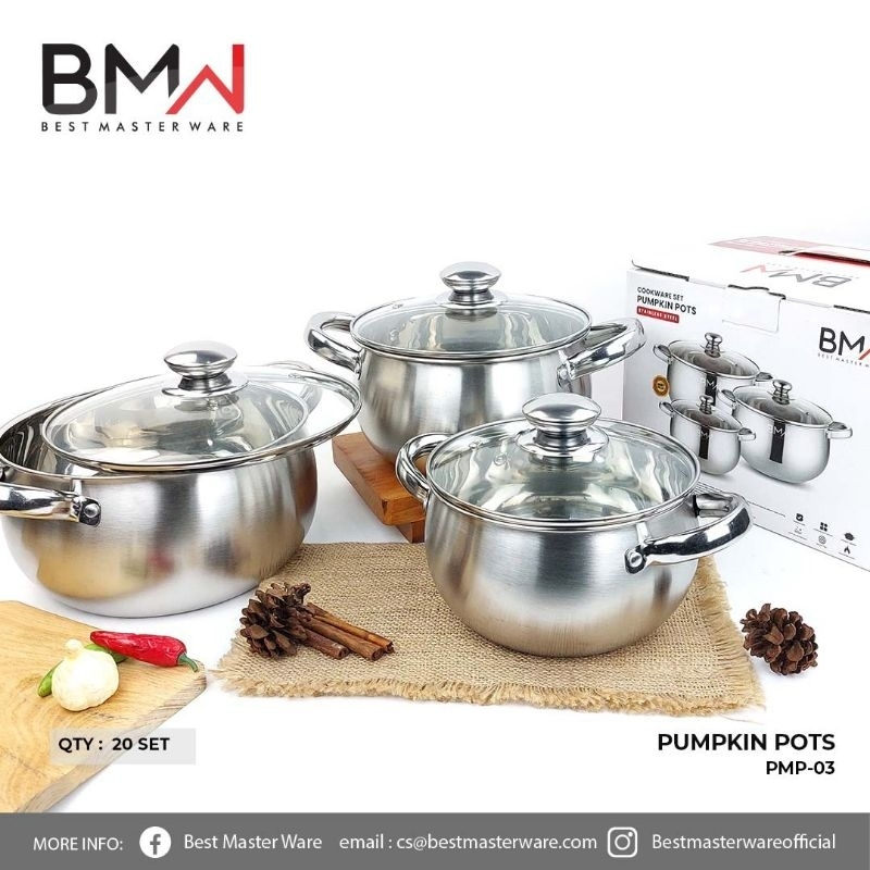 Jual Panci Soup Labu BMW isi 3 Pcs Tutup Kaca Pumpkin Satuan High ...