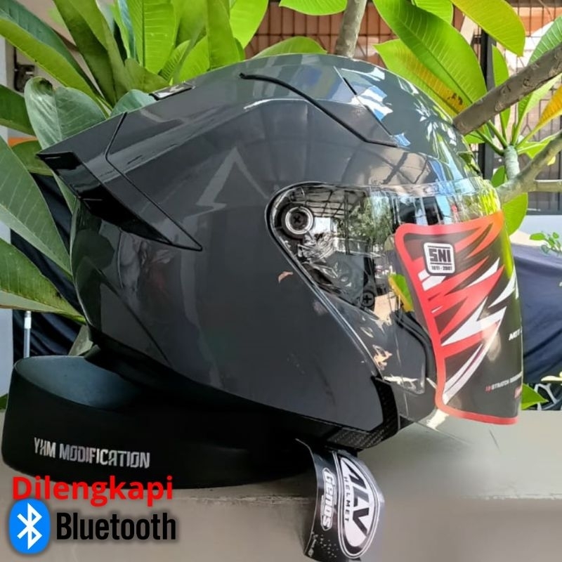 Jual HELM ALV GENOS VERSI BLUETOOTH WARNA GREY STONE GLOSY | Shopee ...