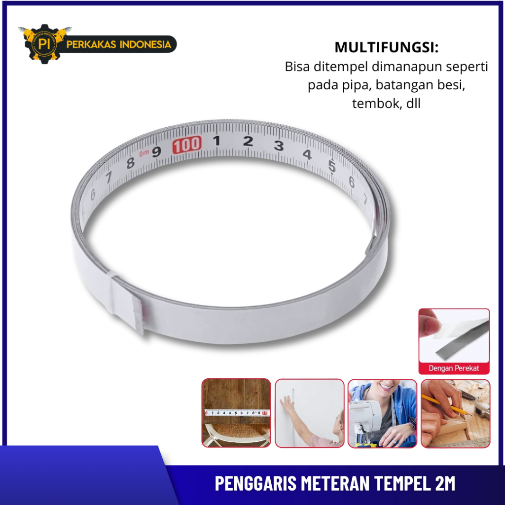 Jual Penggaris Meteran Tempel 2m Alat Track Tape Ukur Meja Bangunan ...
