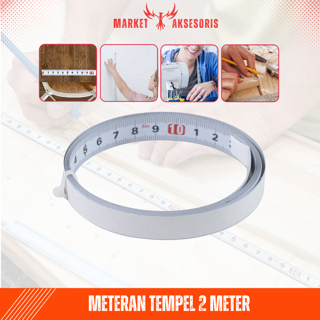 Jual Alat Track Tape Ukur Penggaris Meteran Tempel 2m Meja Bangunan ...
