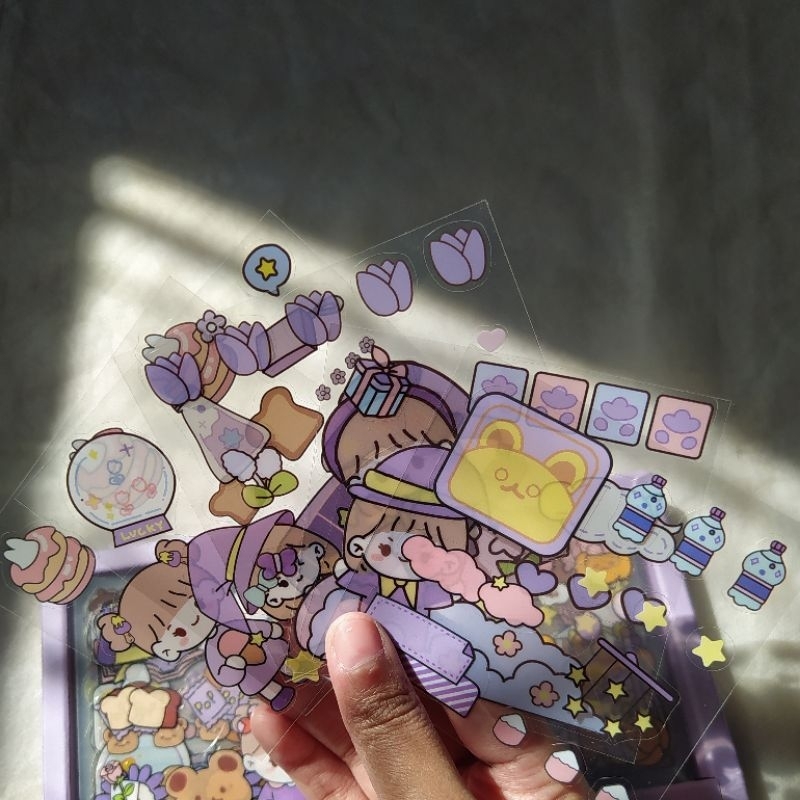 Jual Sticker Warna Ungu Karakter Lucu Harga 1000 dapat 5 Stiker Momo ...