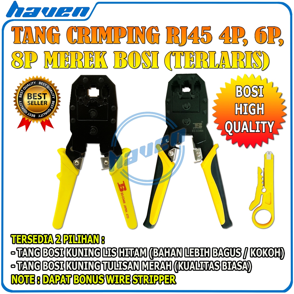 Jual Tang Krimping Tools RJ 45 RJ 11 BOSI Crimping Tool RJ45 RJ11 Merek ...