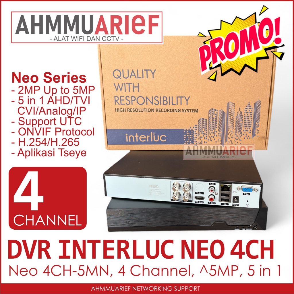 Jual DVR CCTV INTERLUC EDGE NEO 5MN 2MP UP TO 5MP 4CH 8CH 16CH 4 8 16 ...