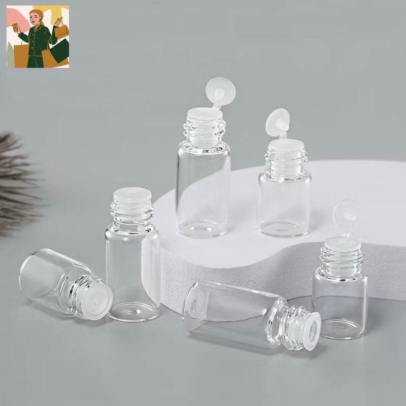 Jual 1ml 3ml 5ml Botol Sample Kaca isi Ulang Tutup Putih / Botol Filler ...