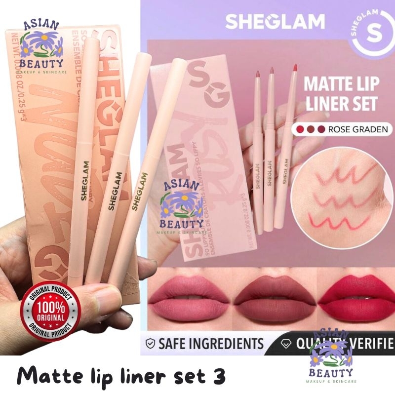 Jual [100% ORI] lip liner SHEGLAM SO LIPPY LIP LINER SET TRIO PENCIL | Shopee Indonesia