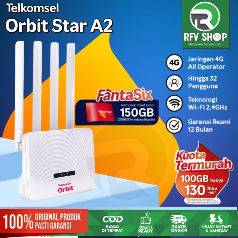Jual Telkomsel Modem Orbit Star A2 WiFi 4G LTE Free 150GB High speed ...
