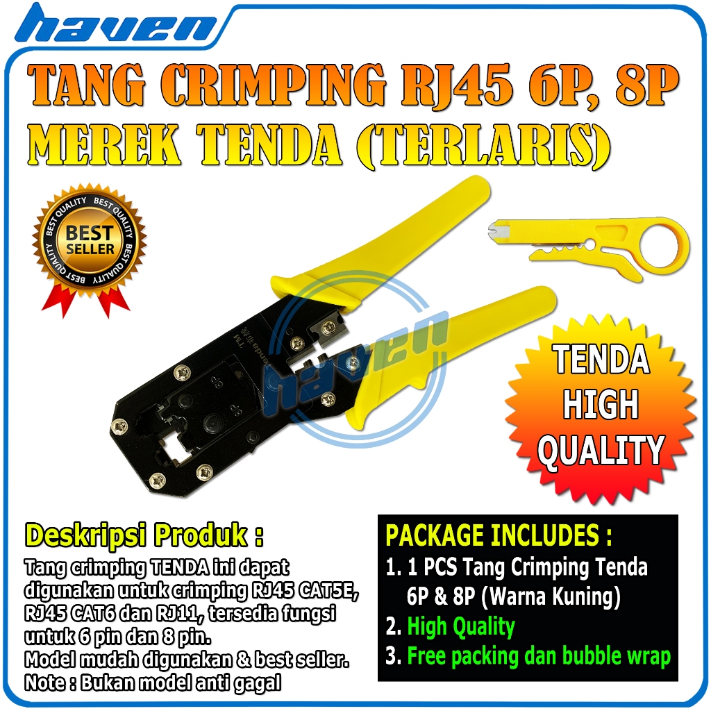 Jual Tang Krimping Tools RJ 45 RJ 11 TENDA Crimping Tool RJ45 RJ11 ...