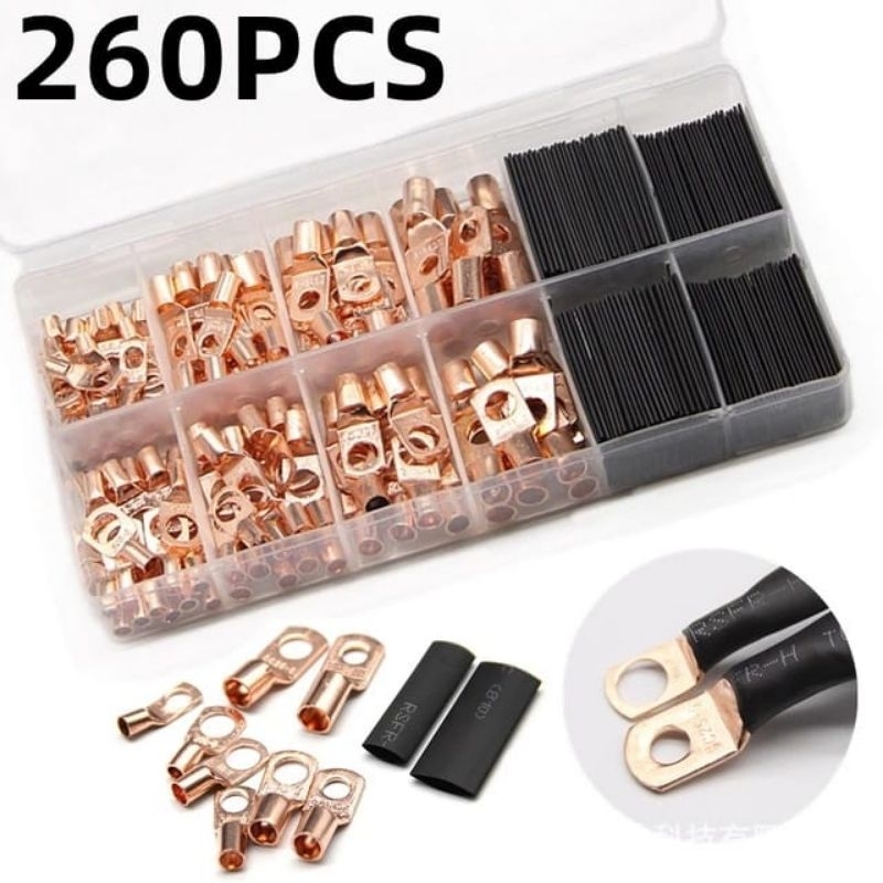 Jual Set 260pcs Skun Kabel Ring Copper konektor Terminal Gepeng Crimp ...