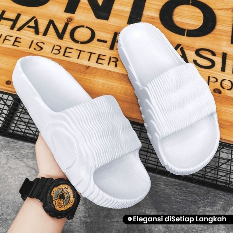 Jual sandal putih, sandal kokop putih, sandal cowok cewek model adidas ...