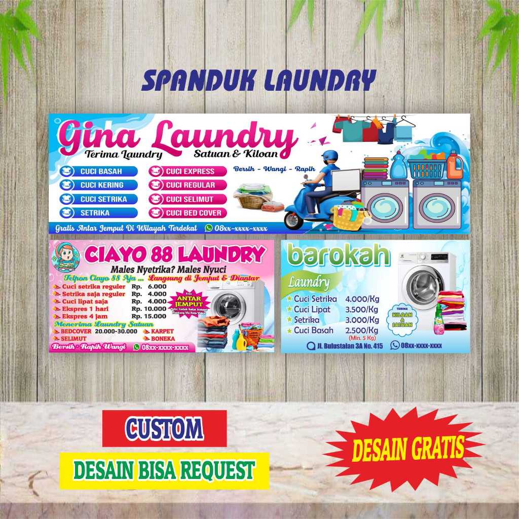 Jual Spanduk Banner Laundry Londry Cucian Bisa Request Desain Custom ...