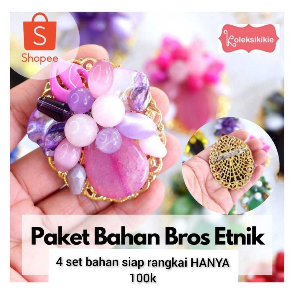 Jual Paket Bahan Siap Rangkai Bros Etnik Emas | Shopee Indonesia