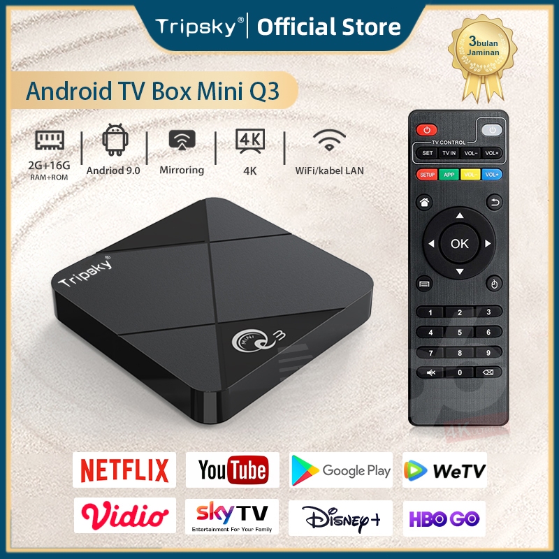 Jual Tripsky Android Tv Box MiniQ3 Ram 2gb Rom 16gb Android 9 Wifi 2.4G ...