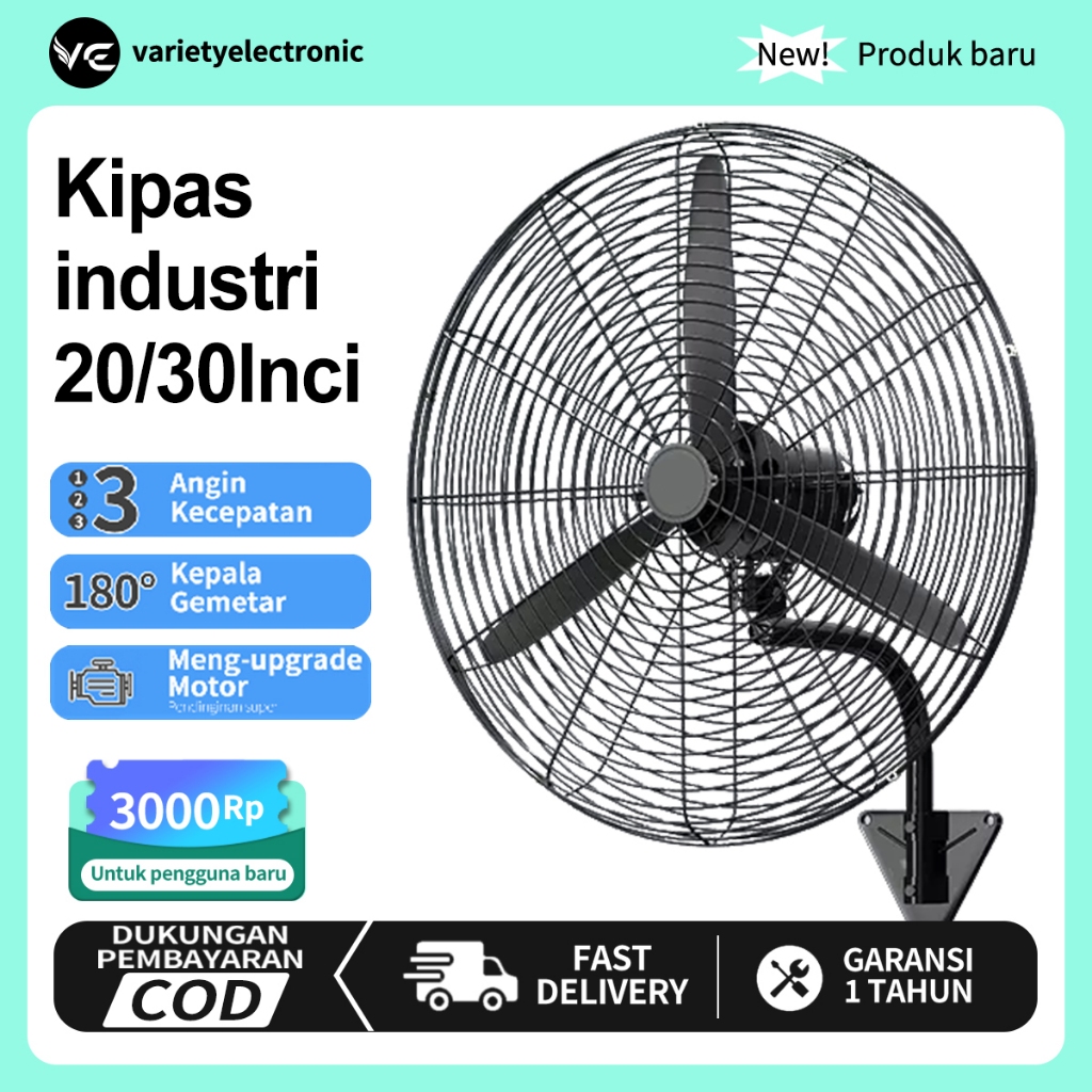 Jual Ready stock 20/30 inch kipas angin dinding Tiga penyesuaian gigi ...