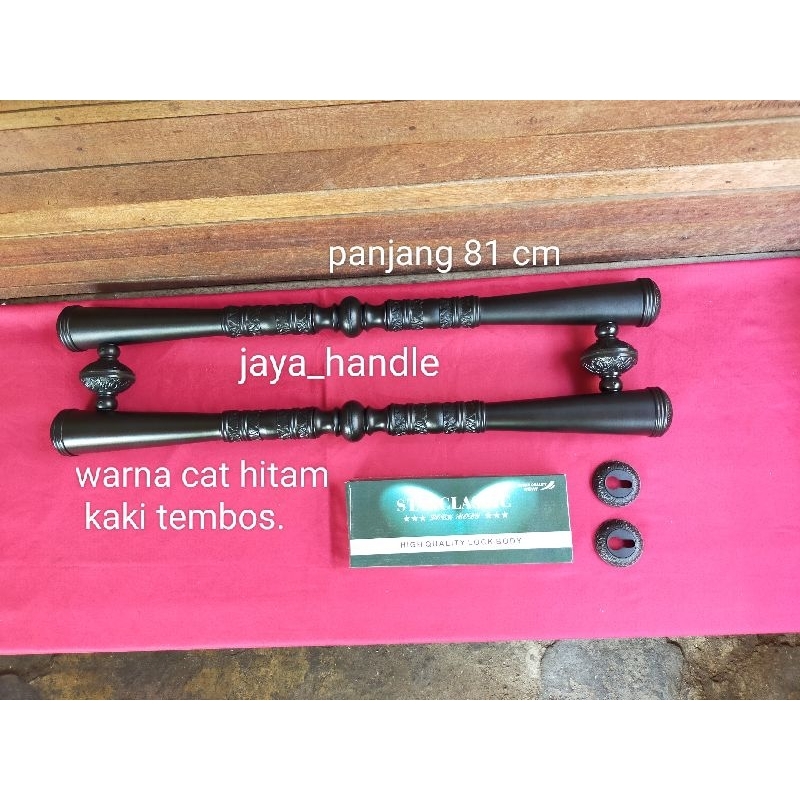 Jual Handle Pintu Rumah Kuningan Motif Godo Polos UK 81 Cm Cat Hitam ...