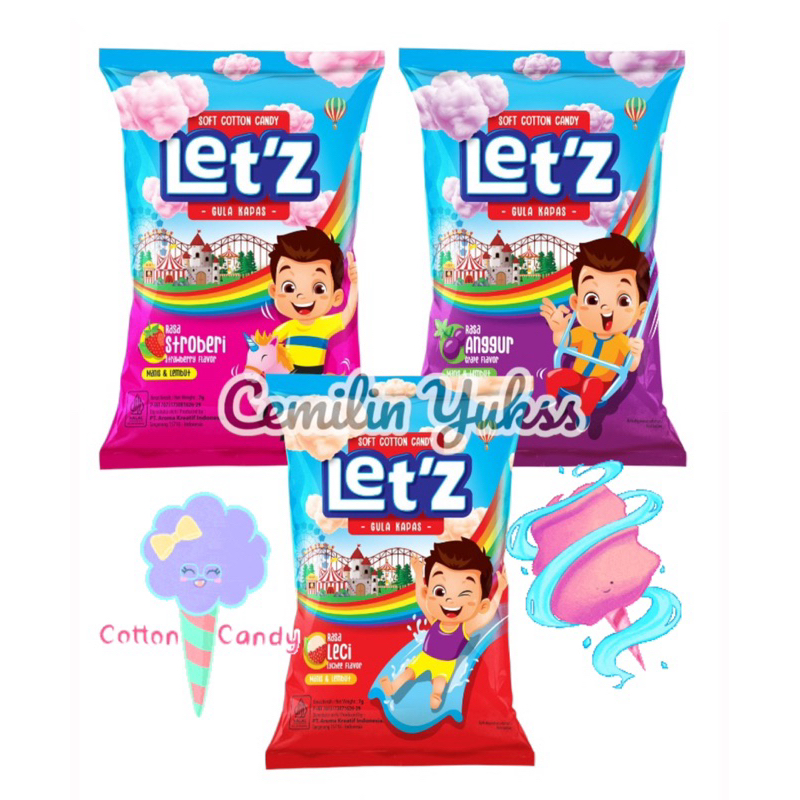 Jual Let'Z Cotton Candy 7g Letz Permen Kapas Rasa Buah Leci Anggur ...