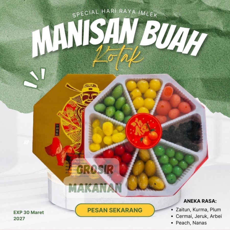 Jual Cemilan / Makanan Manis / Manisan Buah Imlek Kotak Ikan Koi / Pak ...
