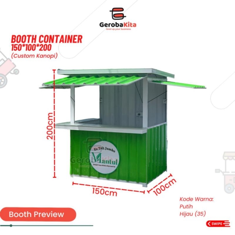 Jual booth kontainer ukuran 150x100x200 lantai , meja display | Shopee ...