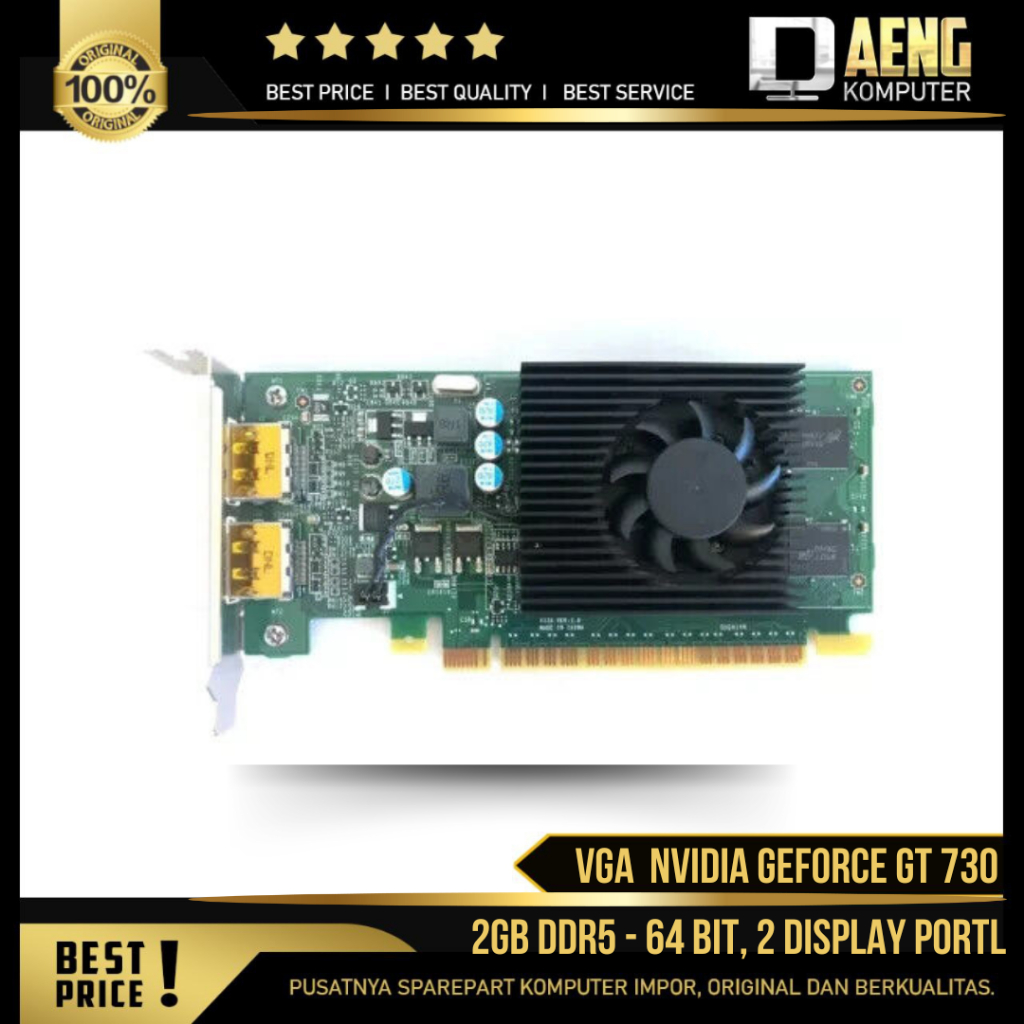 Jual VGA Card Nvidia GeForce GT 730 2GB DDR5 - 64 Bit, 2 Display Port, Mini Profil | Shopee ...