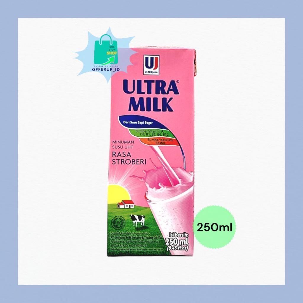 Jual SUSU UHT KOTAK ULTRA MILK 250ML FULL CREAM STROBERI TARO | Shopee ...