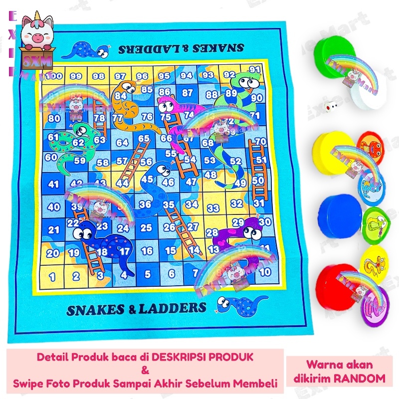 Jual MAINAN ANAK KELUARGA ULAR TANGGA KARPET SNAKES & LADDERS 60X50CM ...