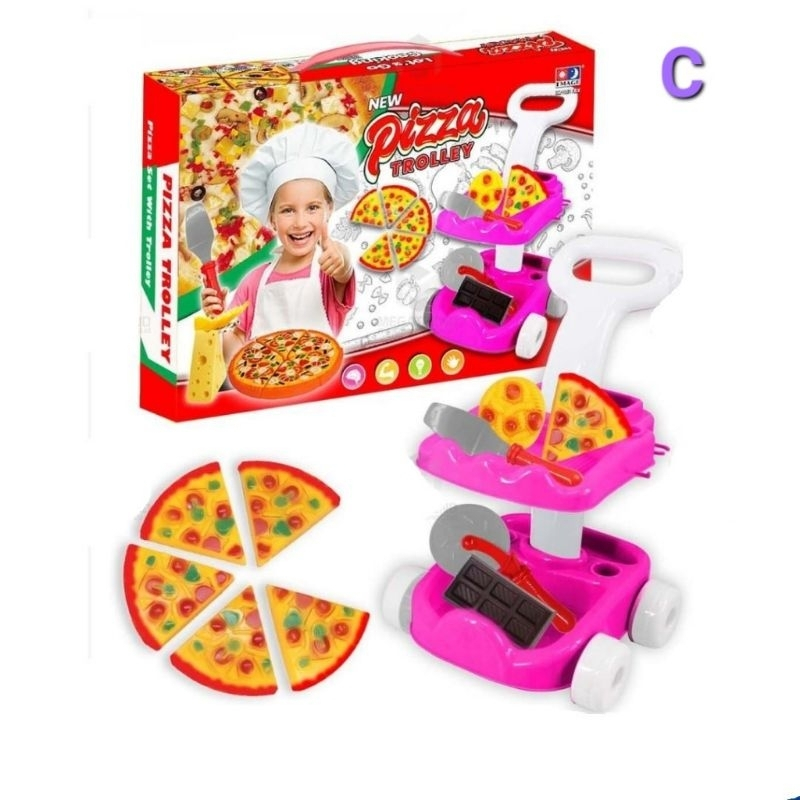 Jual [ BISA COD ] PIZZA TROLLEY FAST FOOD (Pretend Play Mainan Peran ...