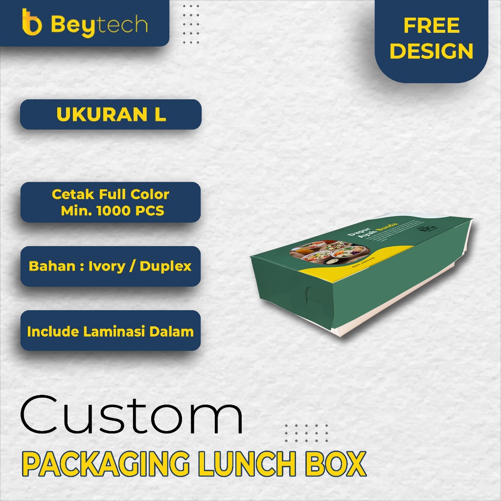 Jual Cetak Paper Lunch Custom Print Box Size L Food Grade Full Print ...