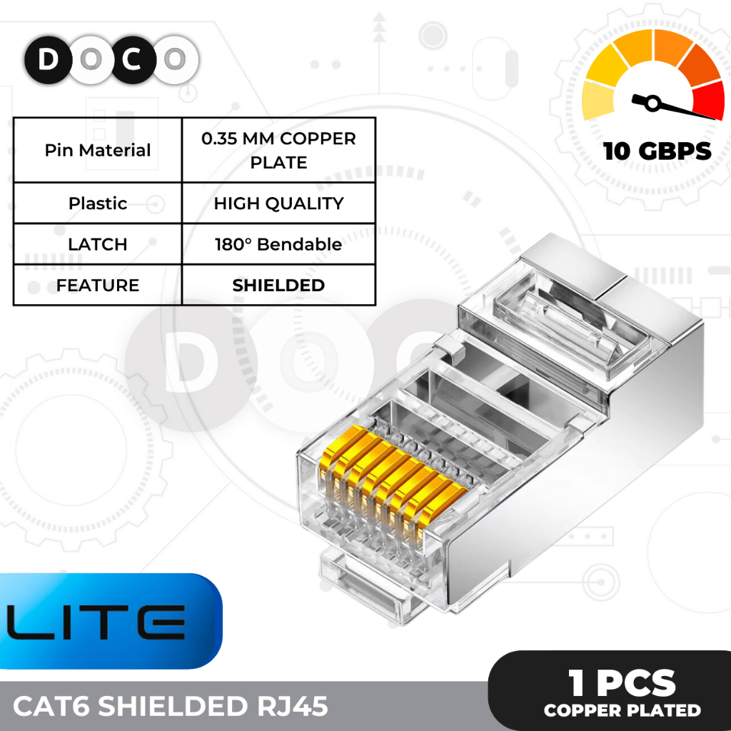 Jual Connector LAN RJ45 CAT6 Metal Shielded Konektor Kepala Plug Network Jack Ethernet RJ 45 CAT ...