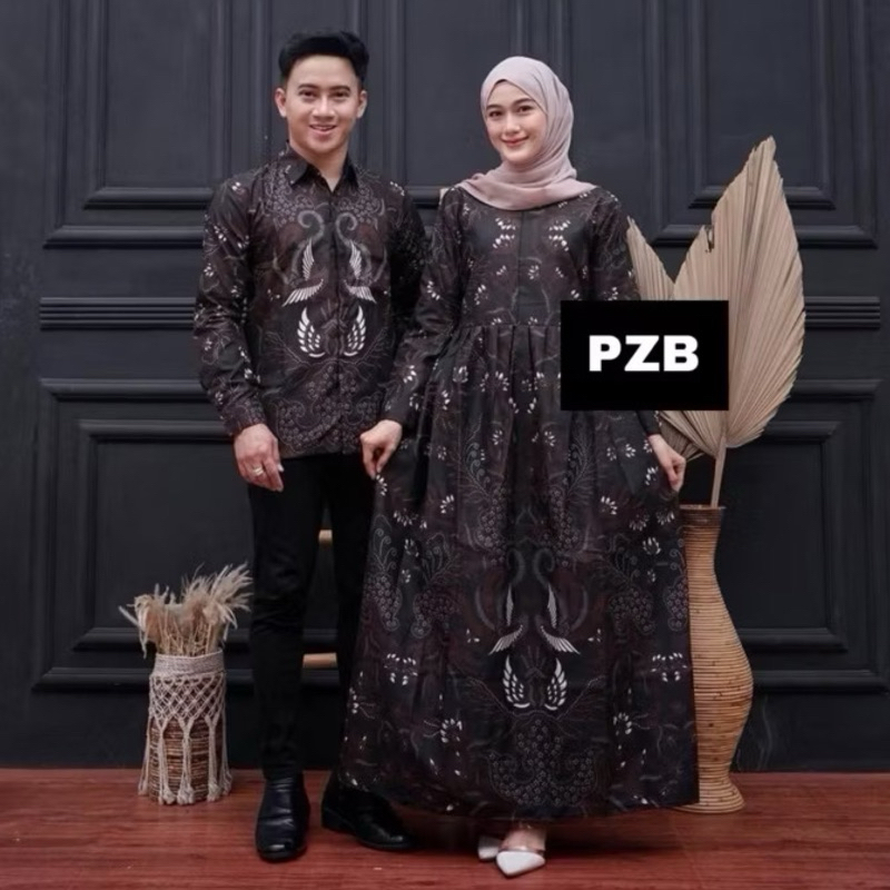 Jual Batik Couple PZ Batik Kemeja Panjang Gamis Maxi Tali Samping Motif ...
