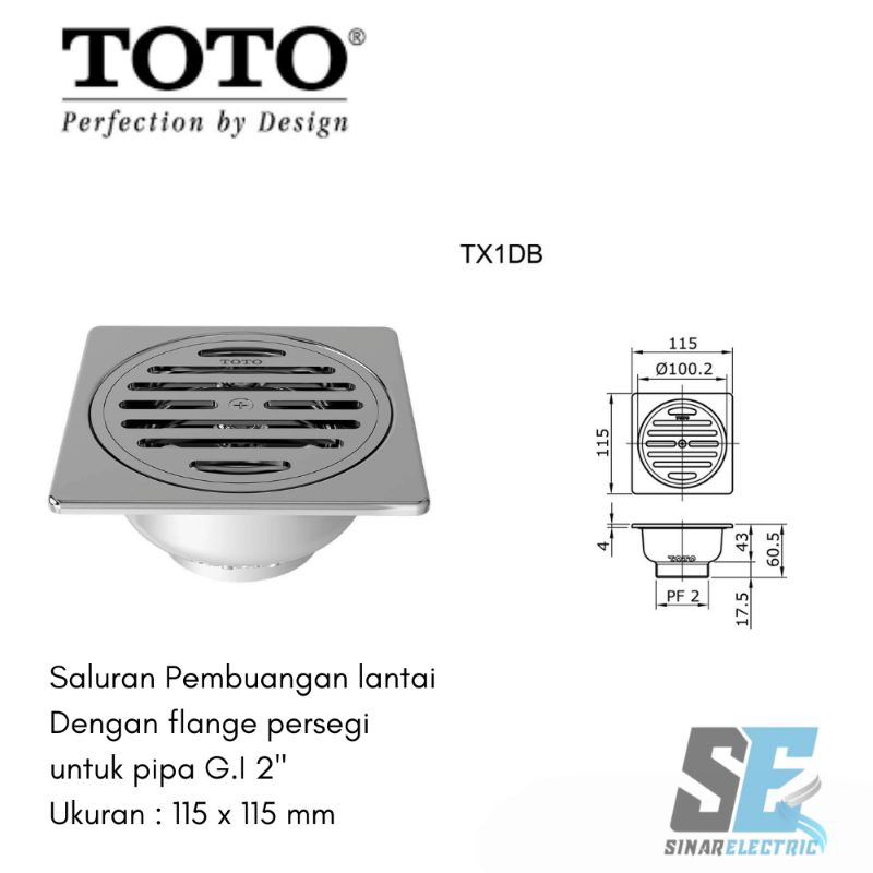 Jual TOTO TX1DB Floor Drain With Square Flange Untuk Pipa G.I 2" | Shopee Indonesia