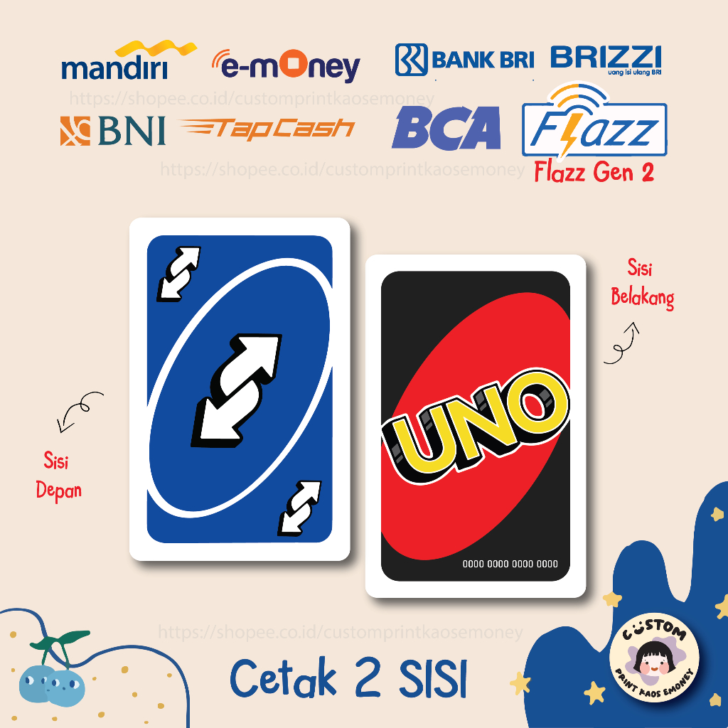 Jual KARTU EMONEY ETOLL UNO CARD REVERSE BLUE BIRU CARD E MONEY ETOLL ...
