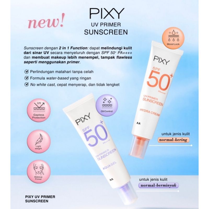 Jual PIXY UV Primer Sunscreen SPF 50+ PA++++ - Aqua Gel/Hydra Cream ...
