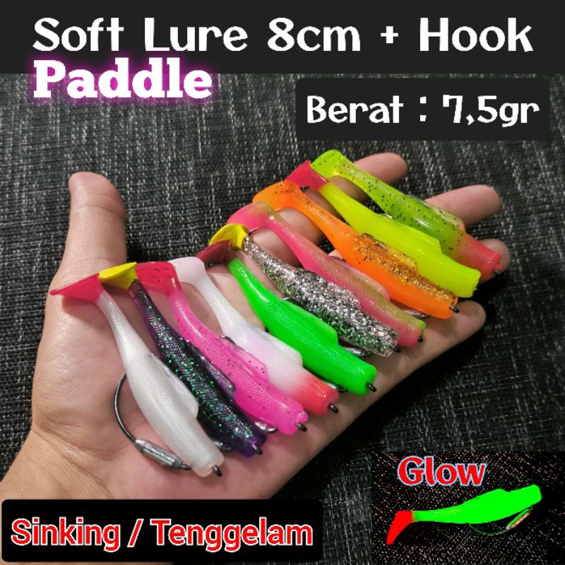 Jual Softlure Paddle Tail 8cm + Wormhook Bukan Z-man Omzy Umpan Toman ...