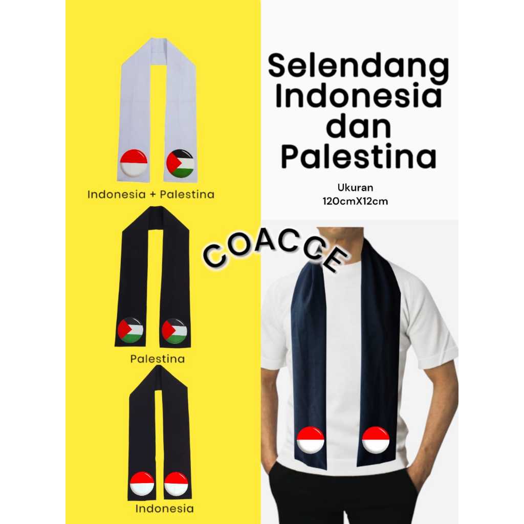 Jual Cukin Syal Selendang Indonesia dan Palestina Dewasa Warna Hitam ...