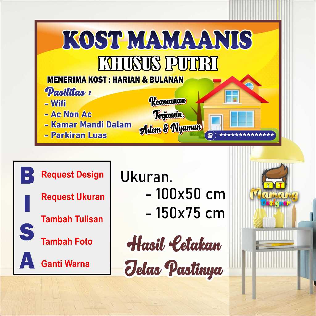 Jual Cetak Banner Spanduk MMT Sewa Kost Untuk Putri atau Kontrakan bb ...