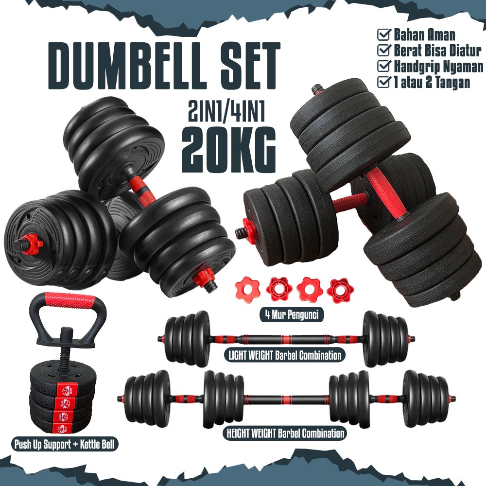 Jual Isofit.id DUMBELL SET 20KG / Barbel / Alat Angkat Beban / Alat Fitness Rumah | Shopee Indonesia