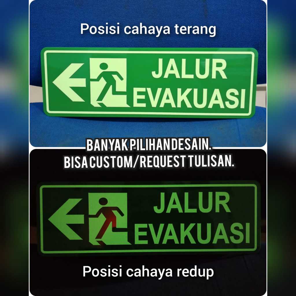 Jual AKRILIK DENGAN STICKER GLOW IN THE DARK FOSFOR 30X10CM SIGN JALUR ...