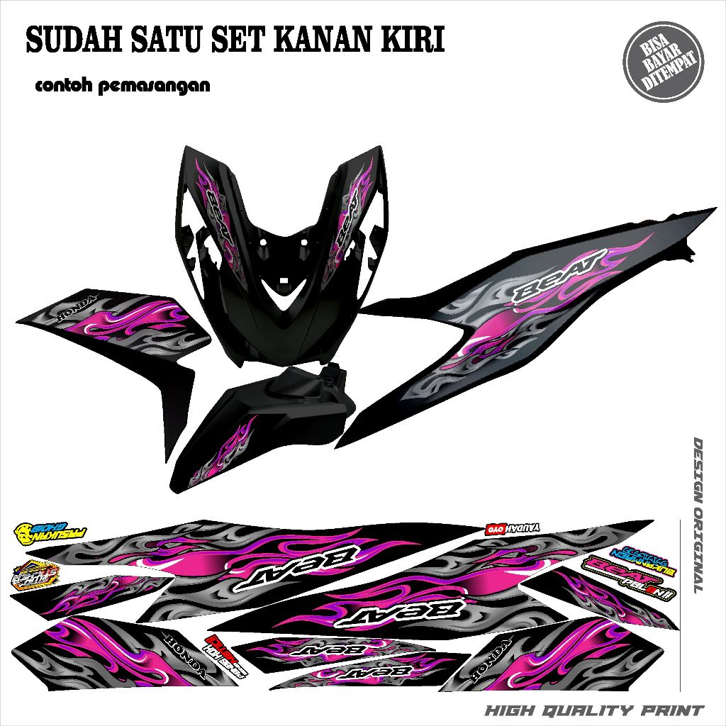 Jual STRIPING STICKER VARIASI BEAT DELUXE/STREET GEN 1 MOTIF API ARAI ...