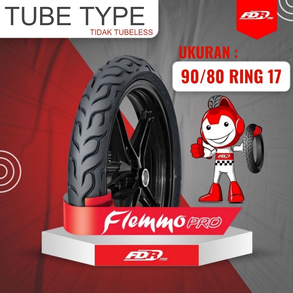 Jual BAN LUAR FDR FLEMMO PRO 90/80 RING 17 TUBE TYPE/NON TUBELESS/TIDAK ...