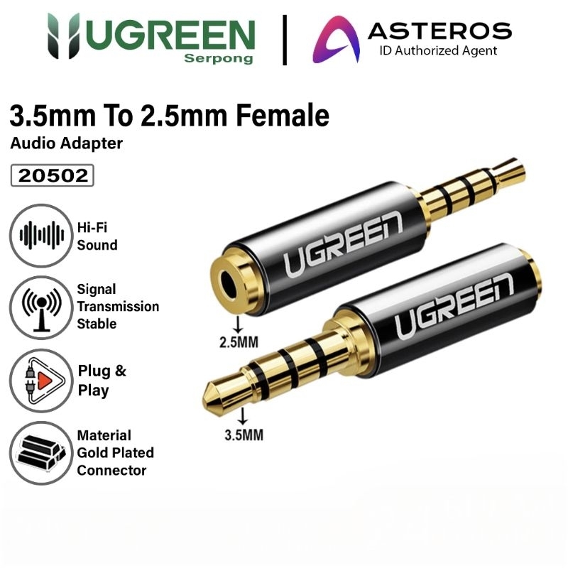 Jual UGREEN Converter Jack 2.5mm Female to 3.5mm Male Adapter Audio Aux ...