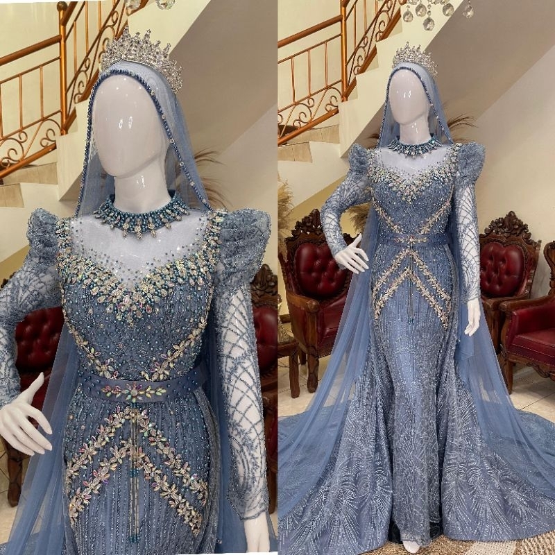 Jual gaun pengantin mewah elegan // gaun pengantin full Payet // gaun ...