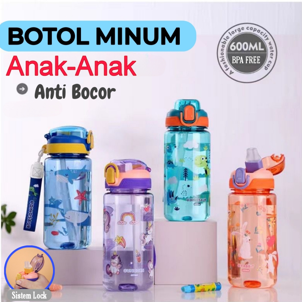 Jual BOTOL MINUM ANAK KARAKTER 600ML/ BOTOL MINUM SEDOTAN ANAK SEKOLAH TK SD KARTUN ANAK BPA ...