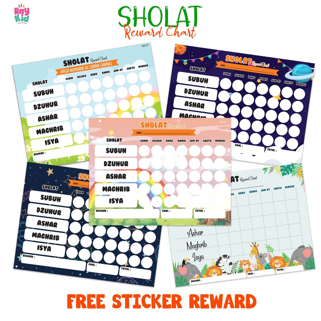 Jual Reward chart anak muslim solat tracker bahan wipe clean bonus ...
