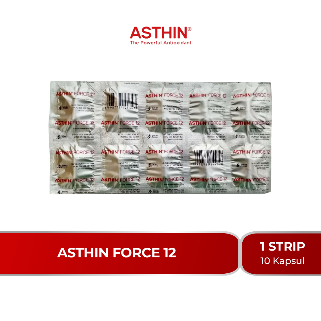 Jual Asthin Force 12 Suplemen Antioksidan + Healthy Skin isi 1 Strip ...