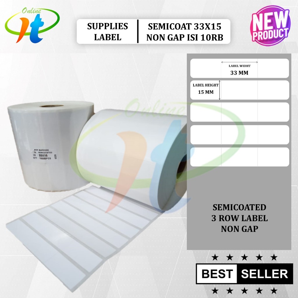 Jual Kertas Stiker Label Barcode Semicoat 33x15 NON GAP isi 10000 Tanpa ...