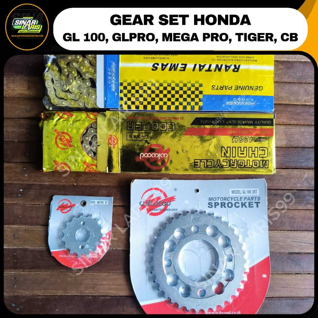 Jual GEAR SET GEARSET GL PRO, MEGAPRO, CBR, TIGER, VERZA RANTAI GOLD ...