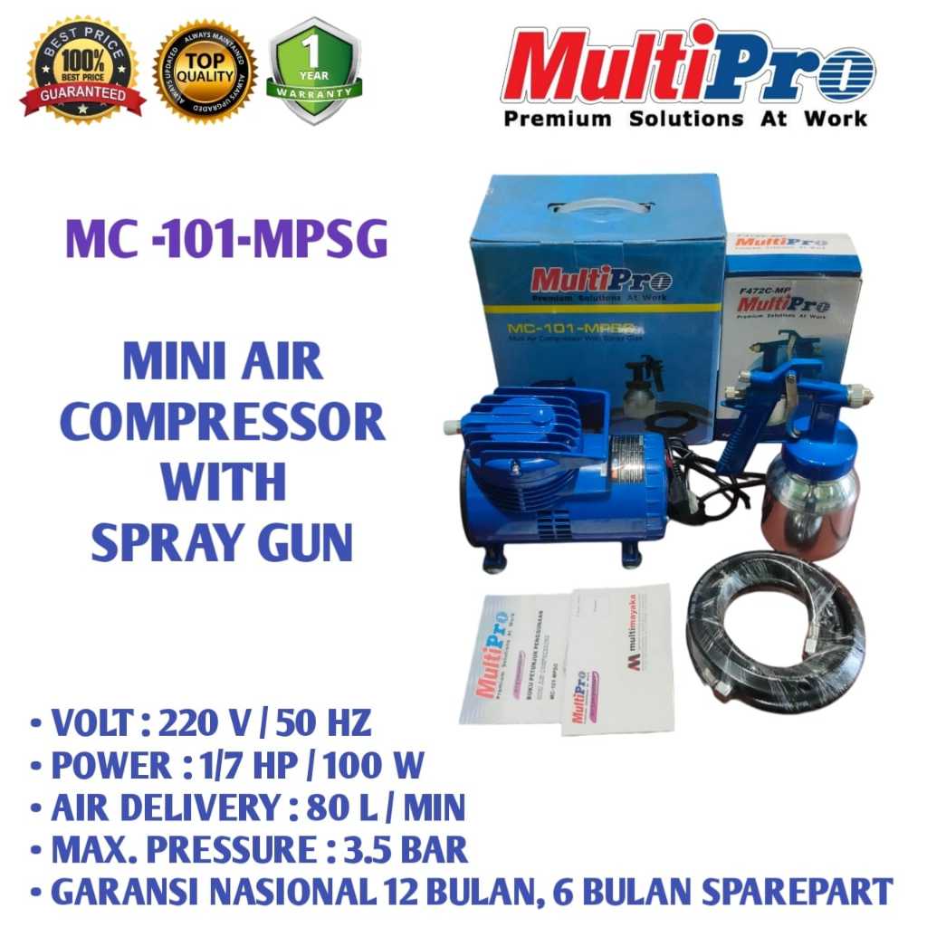 Jual mini kompresor MC 101 MPSG 100watt MULTIPRO air compressor 3.5bar ...
